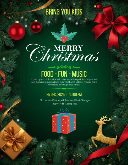 Family Christmas Party Invitation Template | PosterMyWall