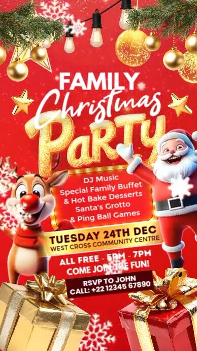 Family Christmas Party Story Template | PosterMyWall