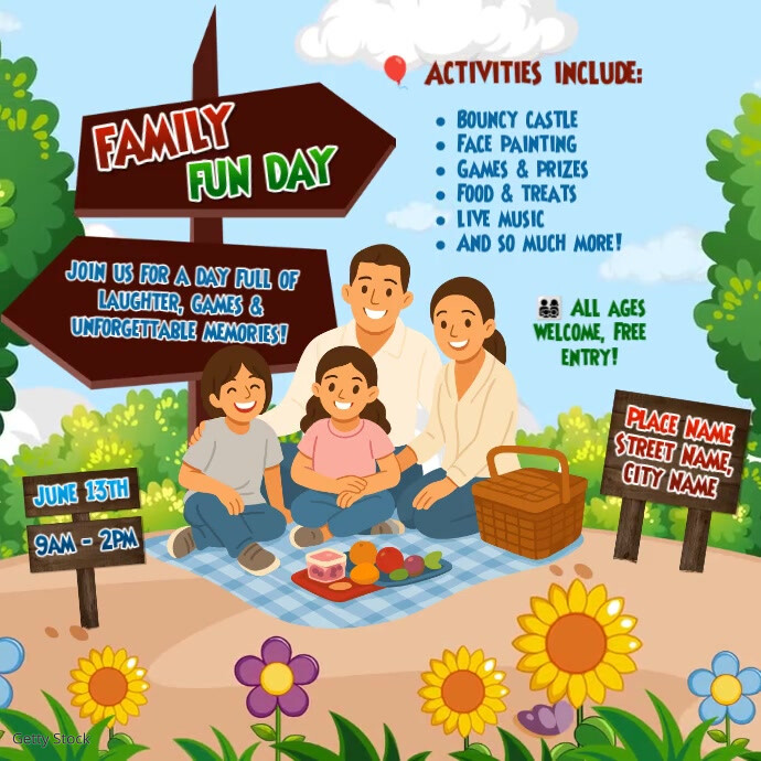 Family Fun Day Announcement Template | PosterMyWall