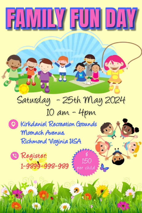 Family fun day children's outdoor event flyer Template | PosterMyWall