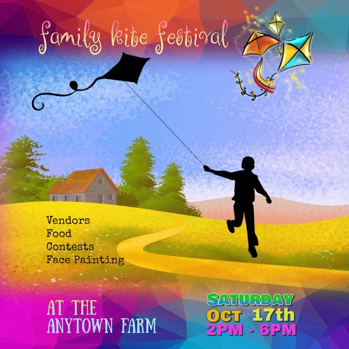Family Kite Festival Event Instagram Template | PosterMyWall
