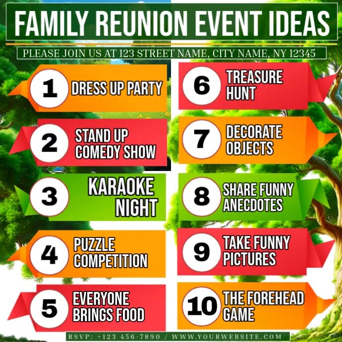 Family Reunion Event Ideas Template | PosterMyWall