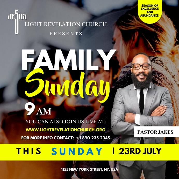 FAMILY SUNDAY SERVICE POSTER Template | PosterMyWall