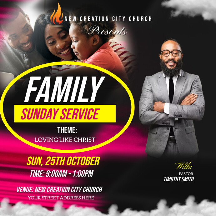 FAMILY SUNDAY SERVICE POSTER Template | PosterMyWall