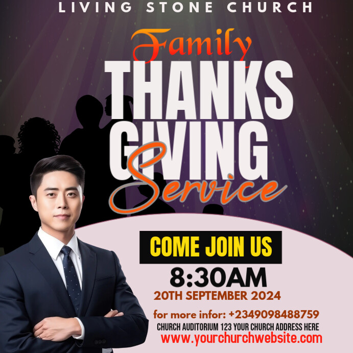 FAMILY THANKSGIVING SERVICE Template | PosterMyWall