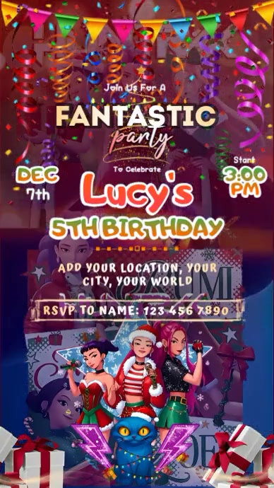 Plantilla de Fantastic K-pop Demon Hunters Birthday Party Invitation ...