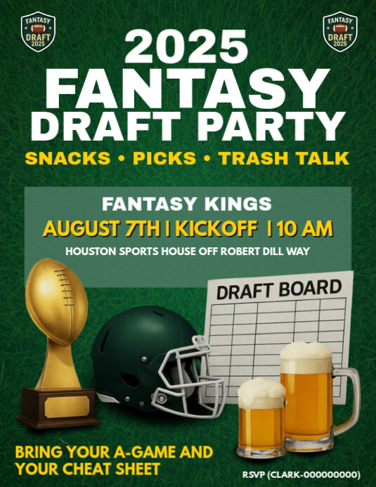 Copy of fantasy football draft flyer | PosterMyWall
