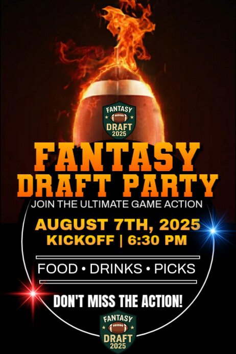 Copy of Fantasy football draft party flyer | PosterMyWall