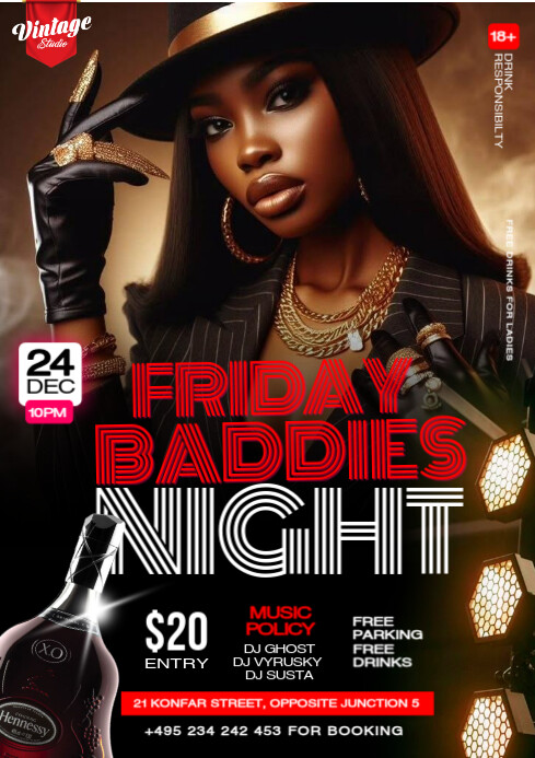 Copy of Fantasy Friday Baddies Night Club Event Flyer A4 | PosterMyWall
