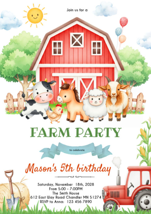 Plantilla de Farm barnyard party Invitation | PosterMyWall
