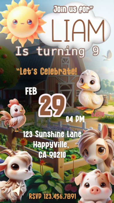 farm BIRTHDAY invitation Template | PosterMyWall