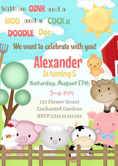 Farm Birthday Party Invitation Template | PosterMyWall