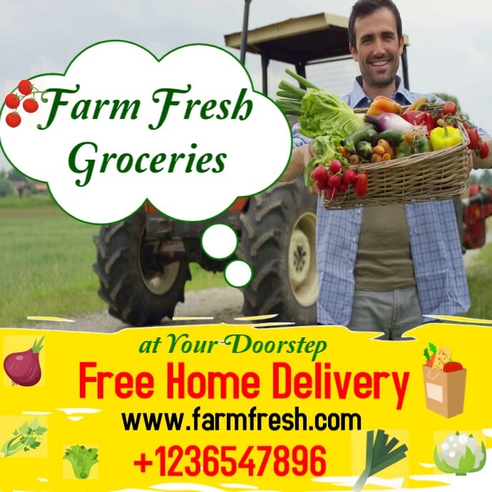 farm fresh groceries Video Post Ads template editable | PosterMyWall