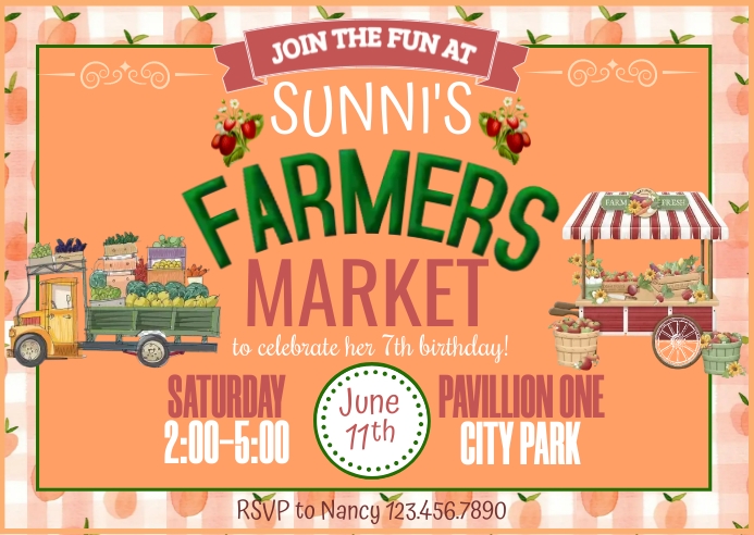 Farmer's Market Birthday Party Invitation Template | PosterMyWall