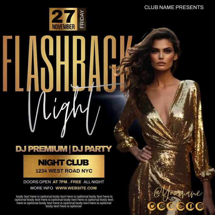 fashion flash party night ad instagram post Template | PosterMyWall