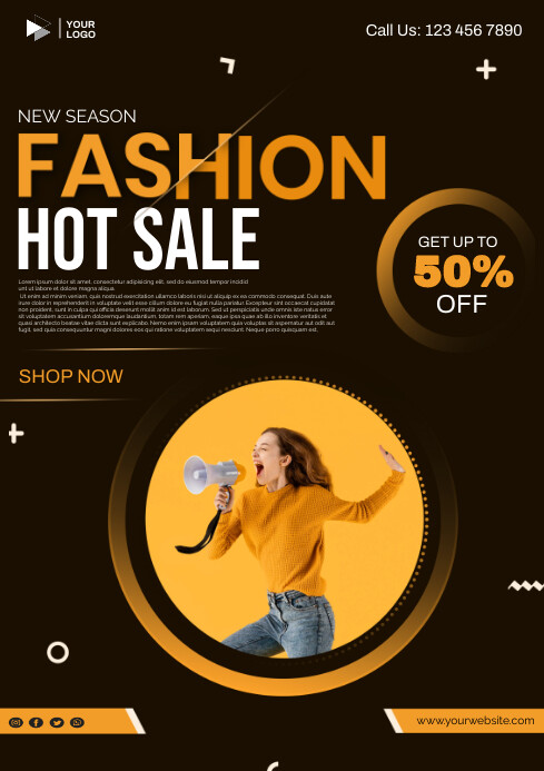 Plantilla de Negro Fashion Hot Sale Flyer A4 | PosterMyWall