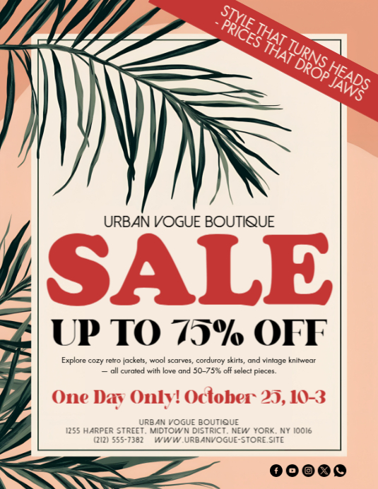 Autumn Fall Clothing Boutique Sale Flyer Template | PosterMyWall