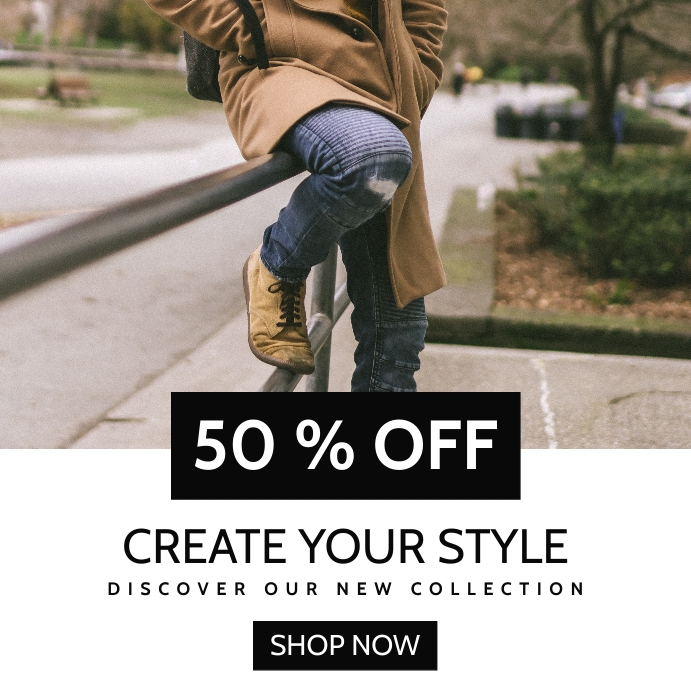 fashion store advertisement template black an | PosterMyWall