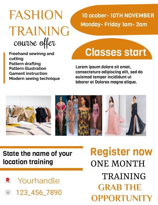 Fashion training flyer, design template | PosterMyWall