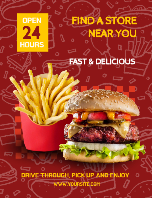 Fast & Delicious Burger Template | PosterMyWall