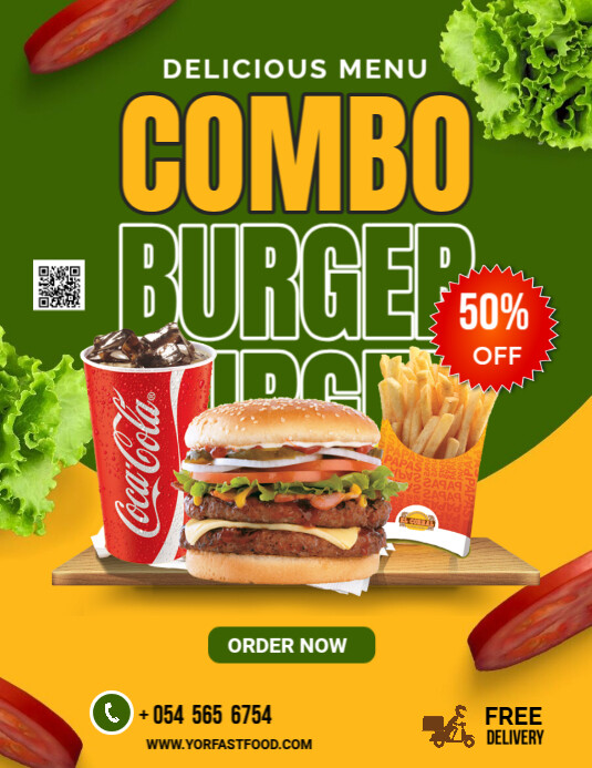 fast Food combo Burger Flyer Template | PosterMyWall
