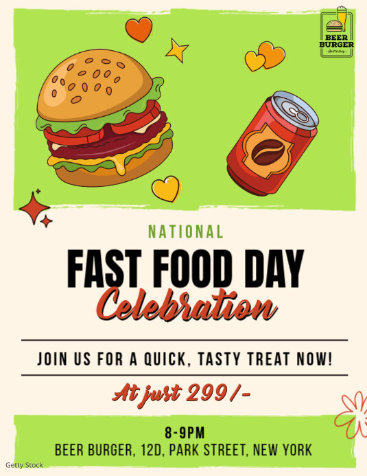 Fast food day flyer template | PosterMyWall