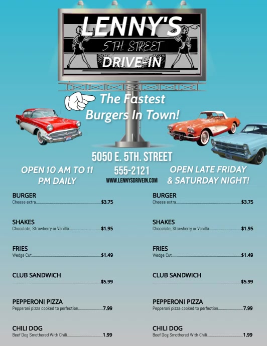 FAST FOOD DRIVE IN Template | PosterMyWall