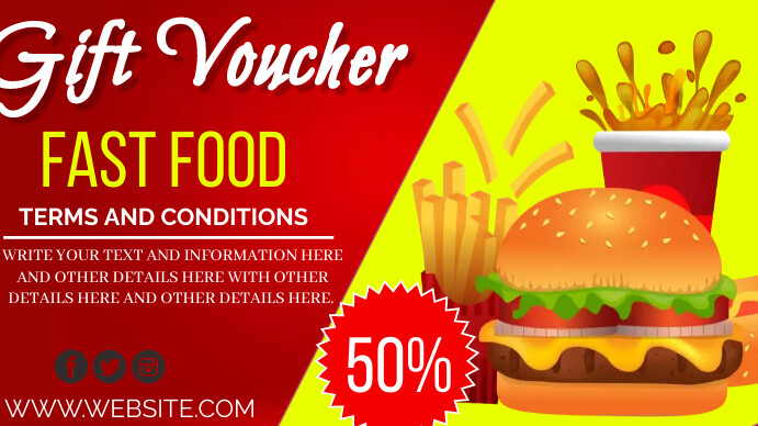 Fast food gift voucher discount order menu Template | PosterMyWall