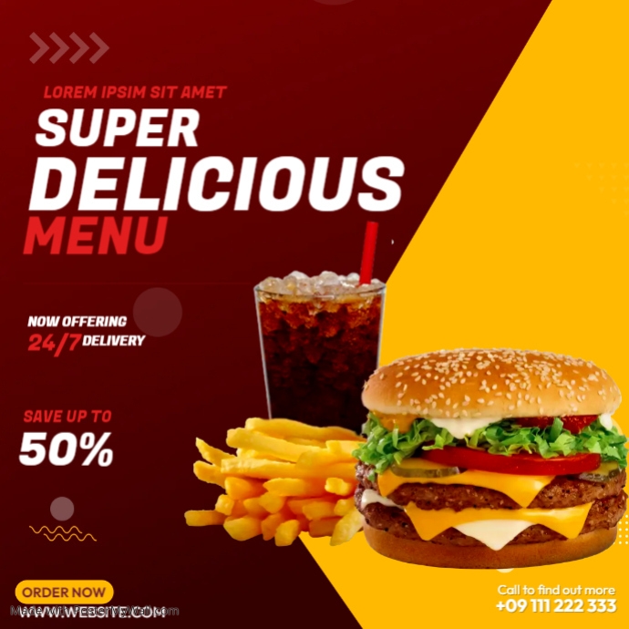 Fast Food Menu Template | PosterMyWall