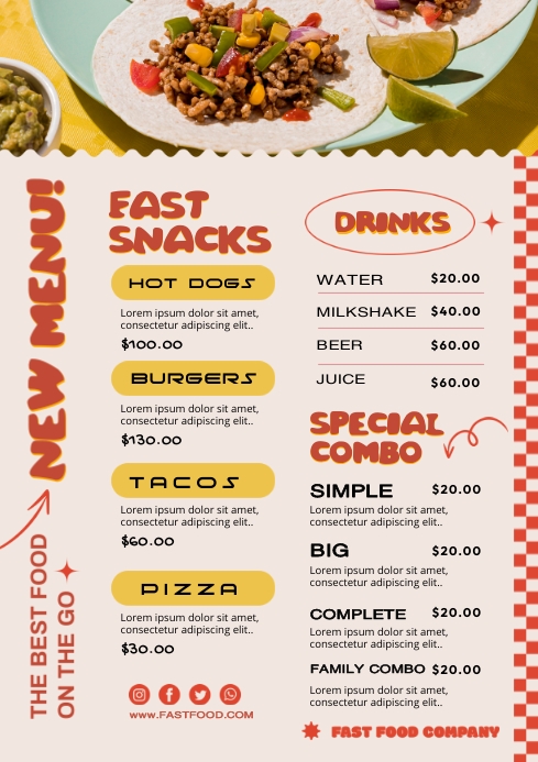Fast Food Menu Template | PosterMyWall