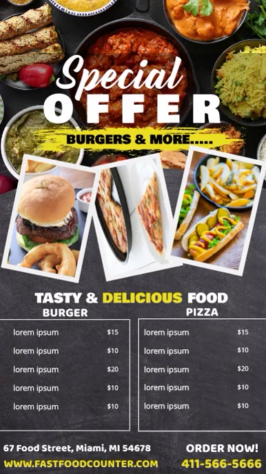 FAST FOOD MENU Template | PosterMyWall