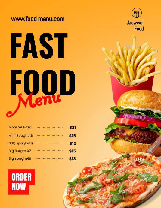 Plantilla de Fast food menu flyer template | PosterMyWall