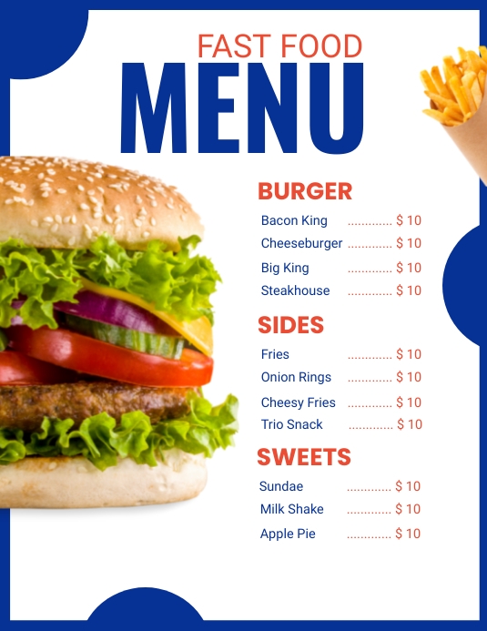 Fast food menu flyer template | PosterMyWall