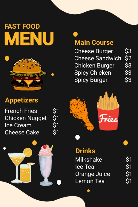 Copy of Fast food menu flyer template | PosterMyWall