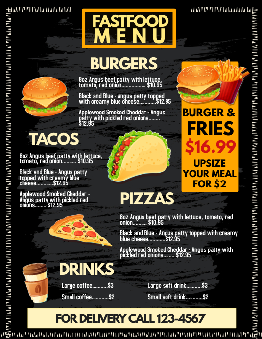 Fast Food Menu Template PosterMyWall Fast Food Menu Template PosterMyWall