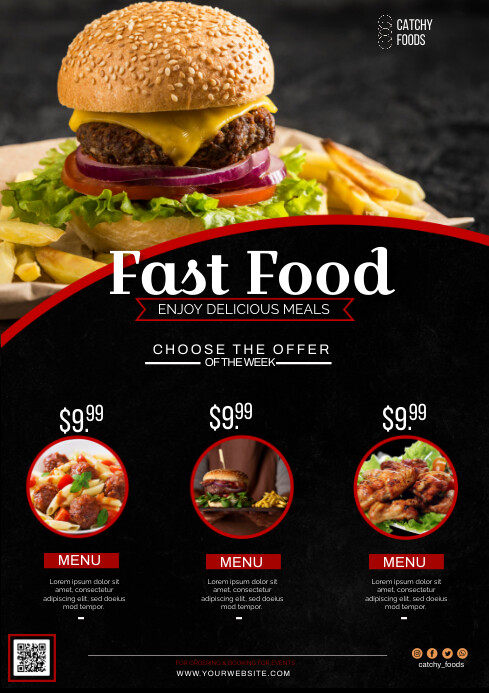 Plantilla de Fast food restaurant flyer template | PosterMyWall