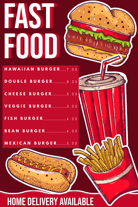 Copy of Fast Food Snack Menu Design Template | PosterMyWall