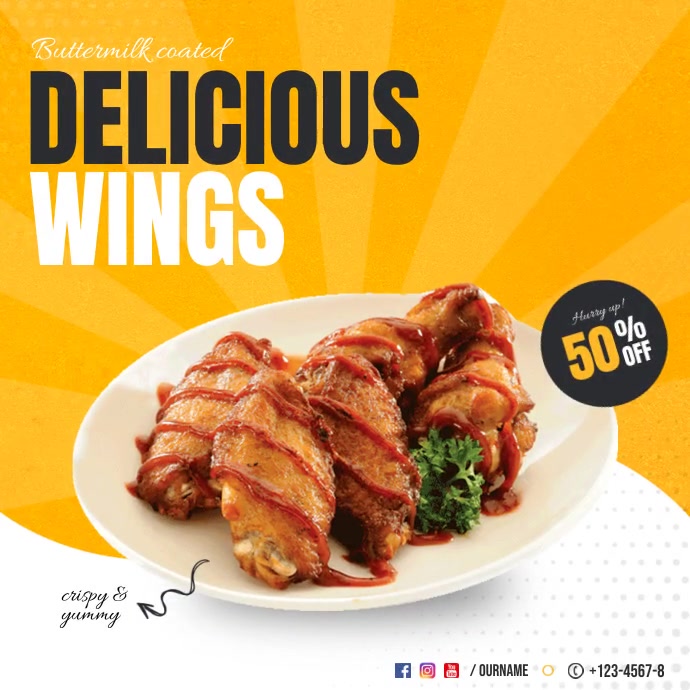 Copy of Fast Food Special Deal Crispy Chicken Wings 5 | PosterMyWall