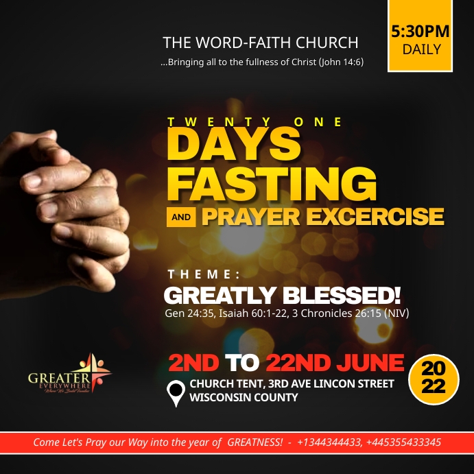 Fasting and Prayer Event Church flyer Template | PosterMyWall