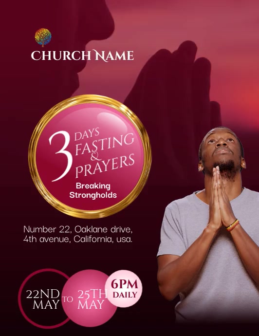 Fasting and Prayers Church Video Flyer Template | PosterMyWall