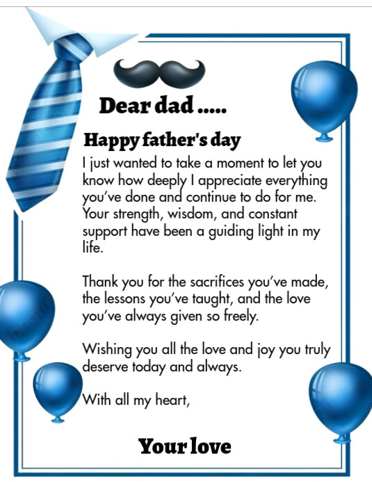 Fathers Day Appreciation Letter Template Postermywall 