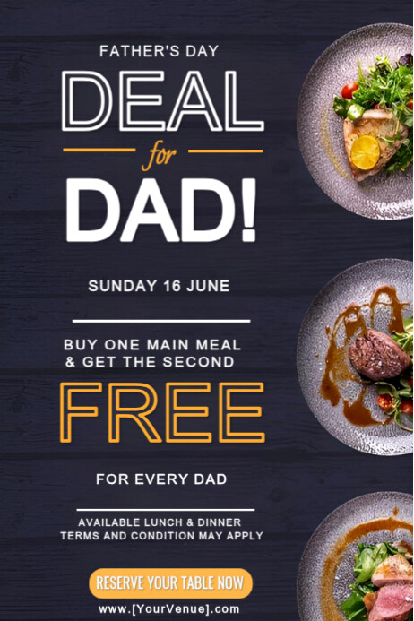 Copy of Father’s Day Restaurant Deal Flyer – Buy One Get One Free Promo ...
