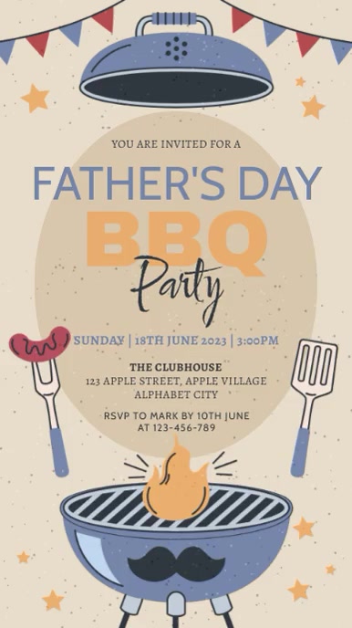 Father's Day Barbecue Party Invitation Template | PosterMyWall