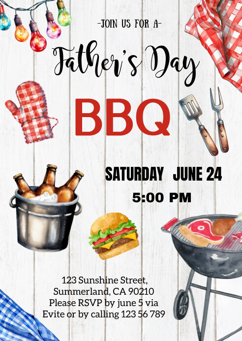 Father&#039;s Day BBQ Invitation Template | PosterMyWall