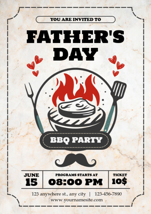Father&#039;s Day Bbq Party Invitation Template | PosterMyWall