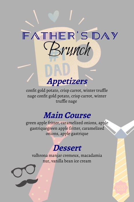 Plantilla de Father's Day Brunch Menu Poster | PosterMyWall