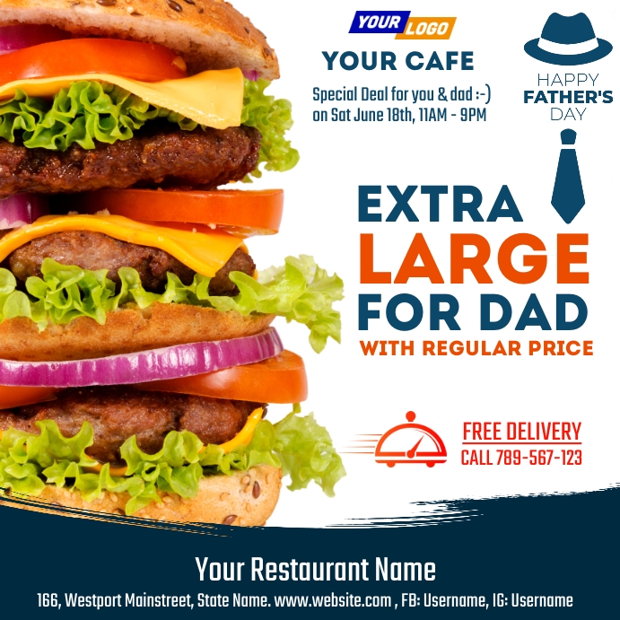 Father's Day burger offer Template | PosterMyWall