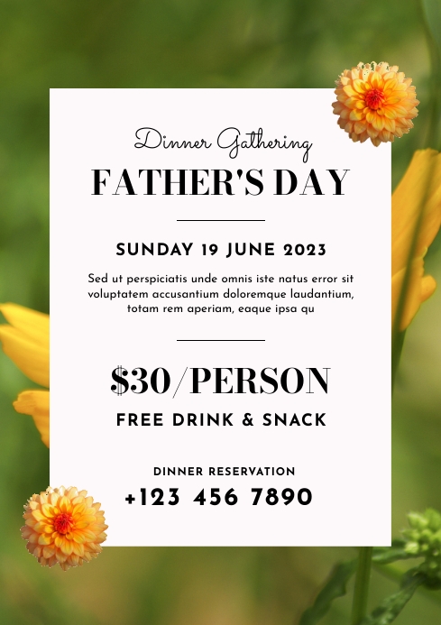 Plantilla de Father's Day Dinner Gathering Party Flyer | PosterMyWall
