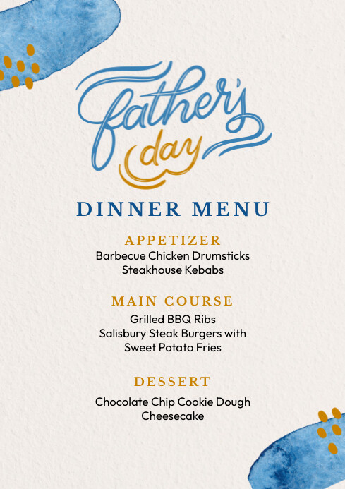 Plantilla de Father's Day Dinner Menu | PosterMyWall