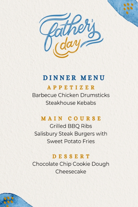 father's day menu (1) Template | PosterMyWall